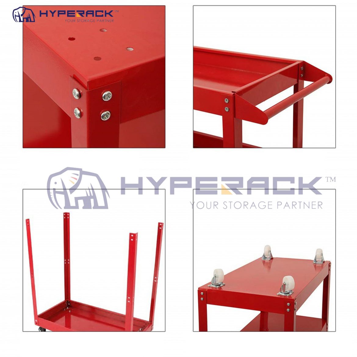 HYPERACK™️ Trolley Rack 3 Layers Service Cart Metal Steel Tool Trolley ...