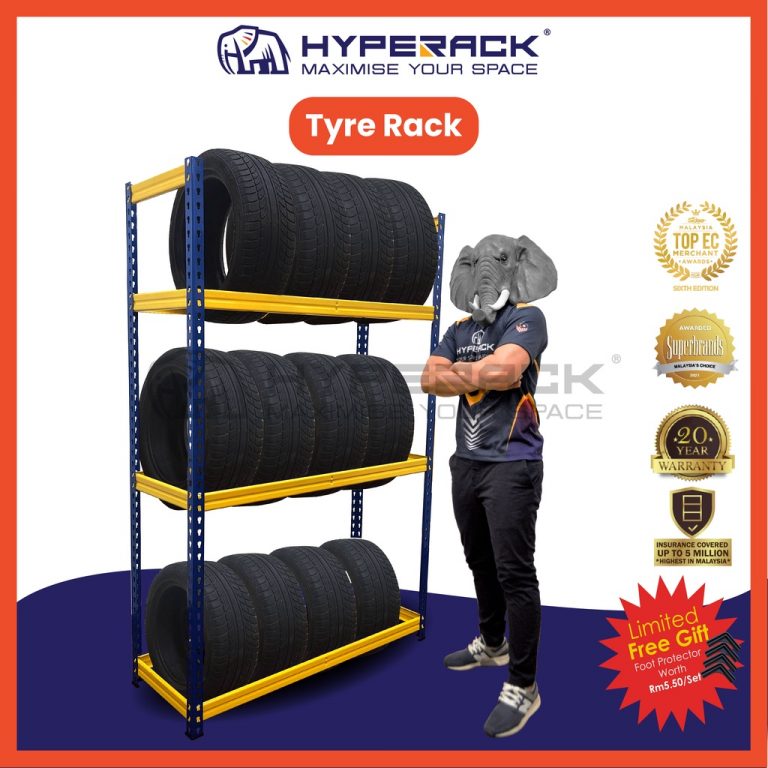 HYPERACK ™️ Tire Rack Shelf Rack Storage Garage Rak Besi Tyre Rack Rim ...