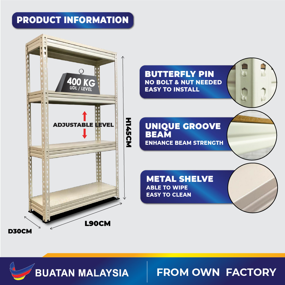 HYPERACK™️ Bending Metal 4 Levels Boltless Rack Fully Metal Storage ...