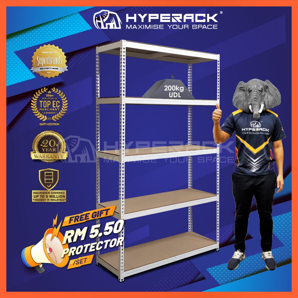 HYPERACK ™️ Livin Rack White Boltless Rack 5 Levels Shelf Rack Storage ...